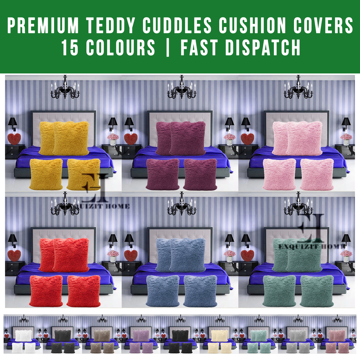 Teddy Hug and Snug Cushion Cover Soft & Cosy Fluffy Faux Fur 43 x 43 P ...